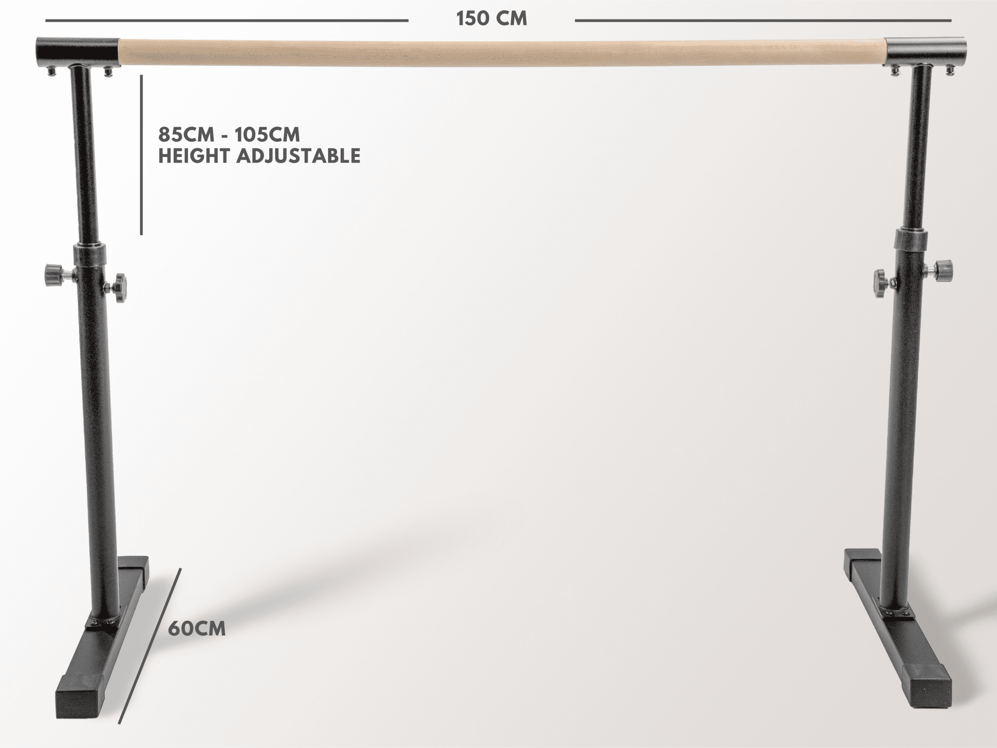 Portable Ballet Barre - Height Adjustable 150cm/180cm Long - Dance Floor